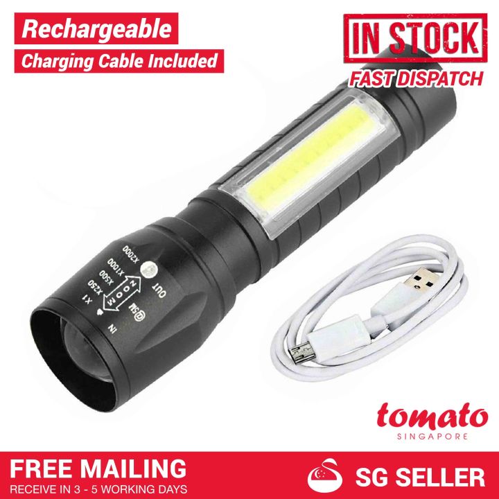 [SHIP FROM SG] Rechargeable Multi-Functional LED Torch Torchlight ...