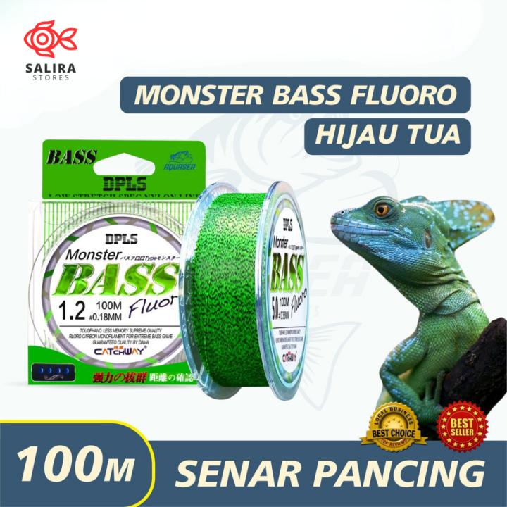 Tali Pancing Bass FLUOROCARBON 100M Warna Hijau Tua Senar Pancing ...