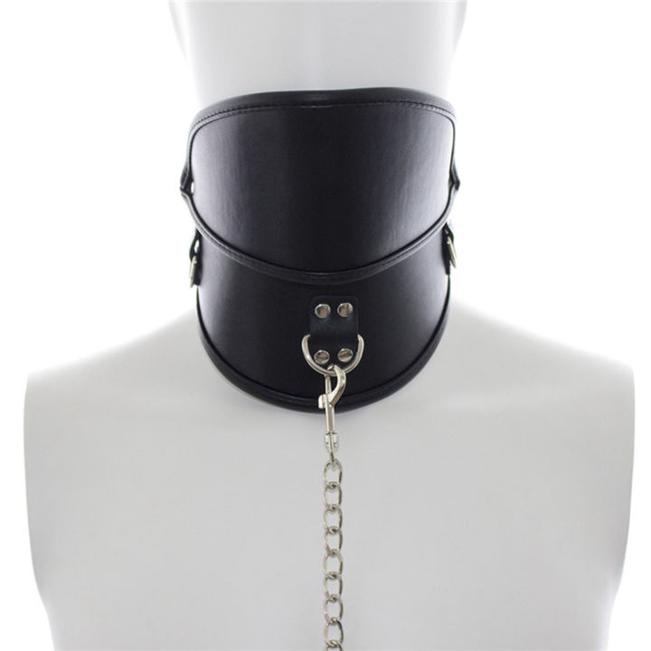 【100%-New】 Black Gothic Neck Collar Restraint With Chain Leash Neck ...