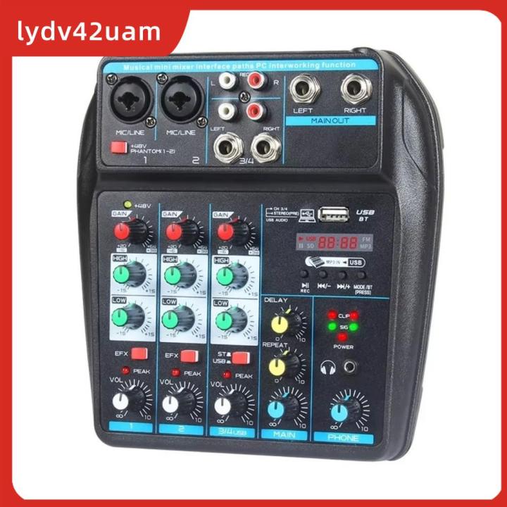 LYDV42UAM Bluetooth Audio Mixer 4-Channel with 48V Phantom Power USB ...