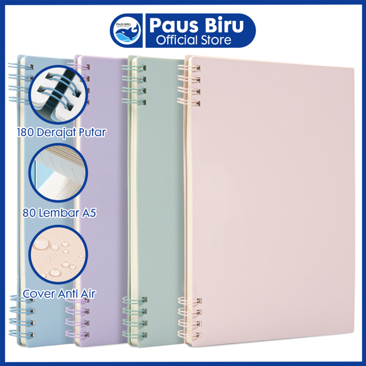 Paus Biru - Buku Tulis Catatan Notebook Ring A5 Aesthetic Simple Warna ...