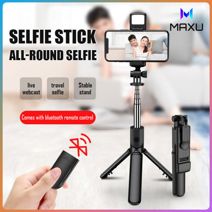 Bluetooth Selfie Stick with Fill Light Mobile Phone Holder Mini Selfie ...
