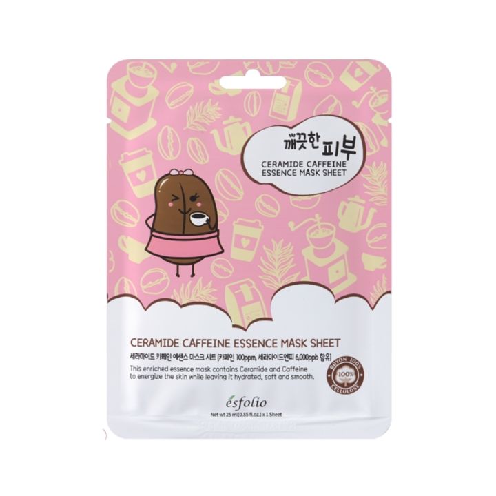 ESFOLIO Ceramide Caffeine Essence Mask Sheet 25ml เอสโฟลิโอ แผ่นมาส์ก ...