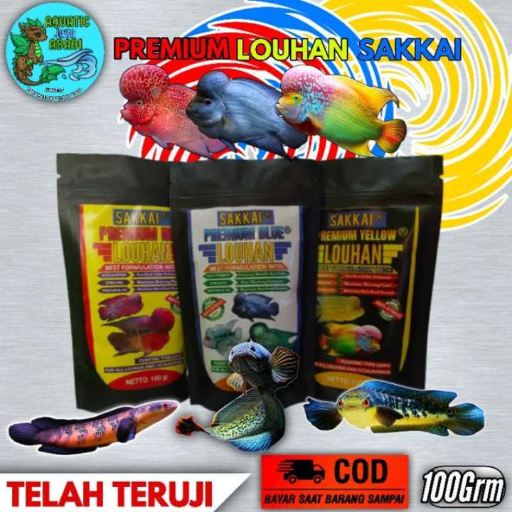 PELET PREMIUM LOUHAN RED,BLUE,YELLOW 100 GRAM SAKKAI BUKAN PELLET AKARI ...
