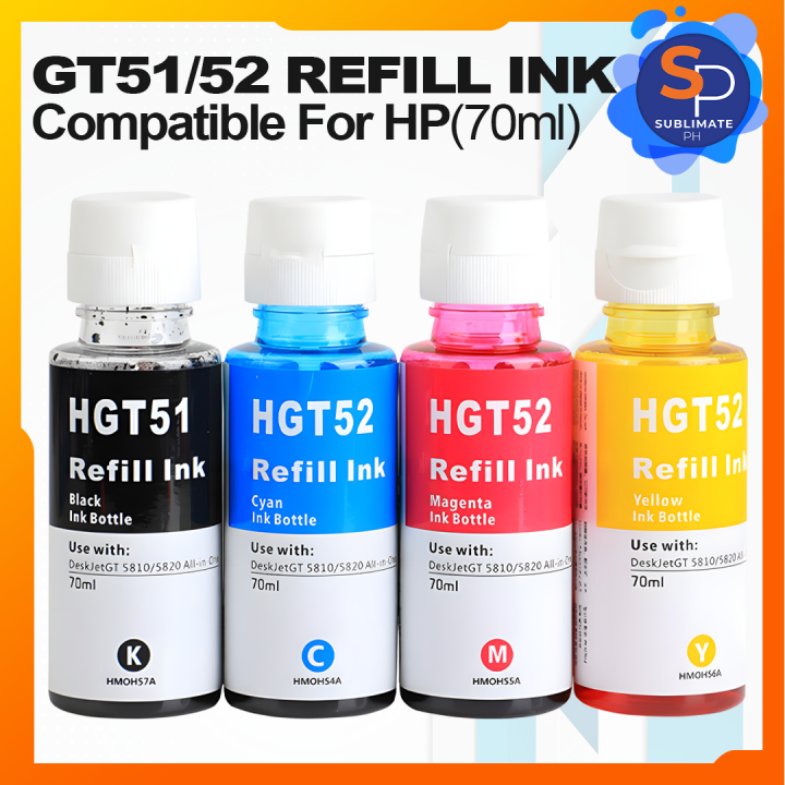 HP GT51 / GT52 Refill Ink 70 ML (Compatible Ink for HP Deskjet GT5810 ...