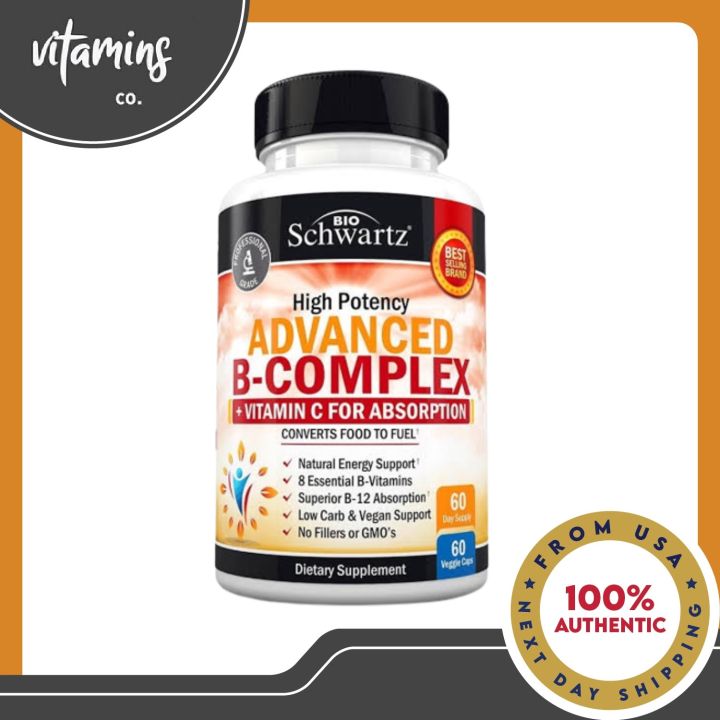 BioSchwartz Vitamin B Complex + Vitamin C for Absorption, Converts Food ...