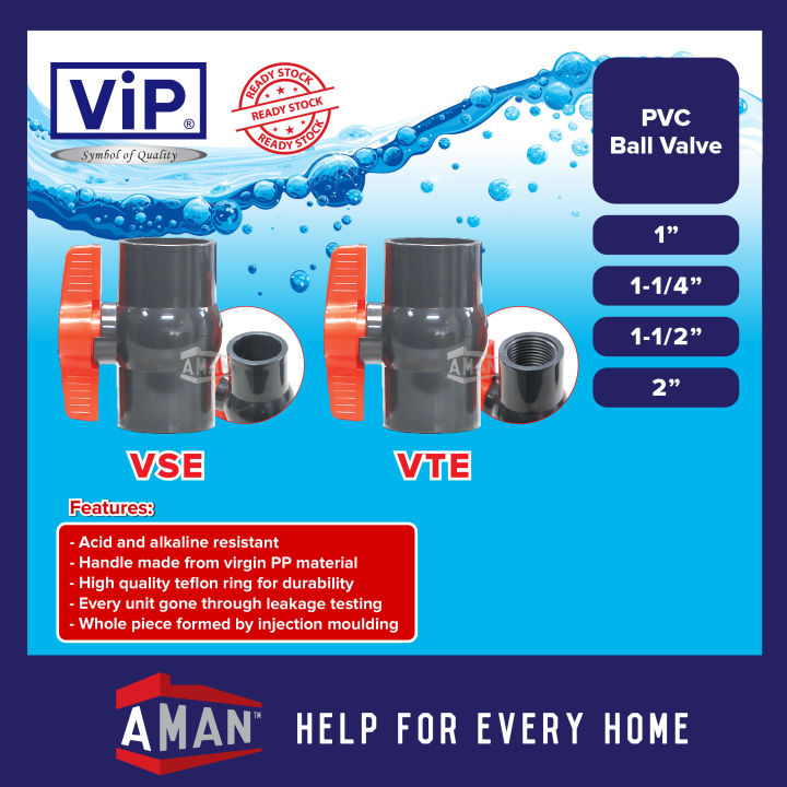 ViP 1 inch - 2 inch PVC Ball Valve Thread Ended Socket Ended Piping ...
