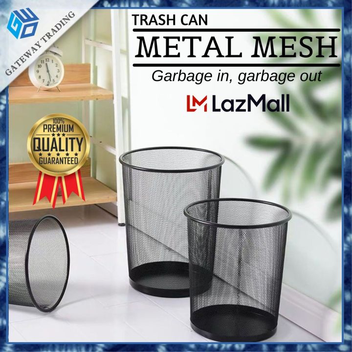 Gateway Trading Metal Mesh Trash Can Mesh Wastebasket Trash Can Open ...
