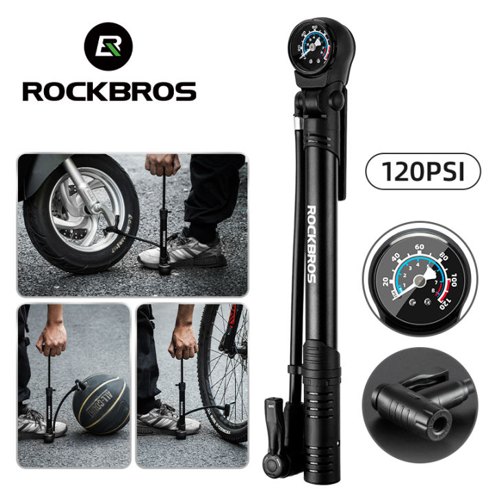 ROCKBROS Bike Portable Pump with Gauge for MTB Road Bike Aluminum Alloy ...