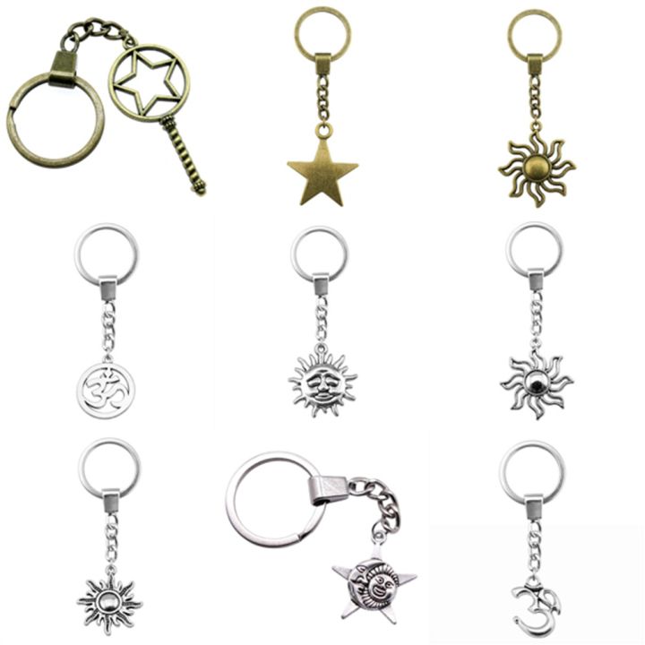 Ancient Silver Sun Moon Pentagram Key Ring Birthday Gift Car Keychain ...