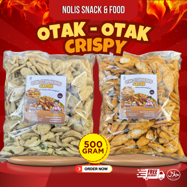 500gram - OTAK-OTAK CRISPY PEDAS DAUN JERUK DAN ORIGINAL | NOLIS SNACK ...