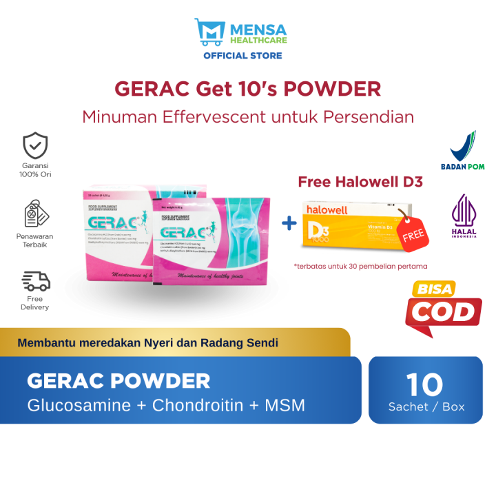 Gerac Suplemen Sendi Powder Effervescent Orange-Mango 1 Pack isi 10 ...