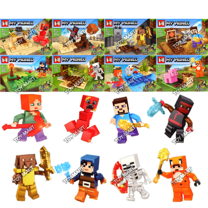 8/PCS MY WORLD Blocks Minifigure w/ Building Blocks Compatible w ...