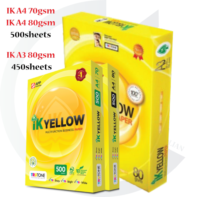 IK Yellow A4 70gsm / 80gsm (500sheets) / A3 80gsm (450sheets) paper ...