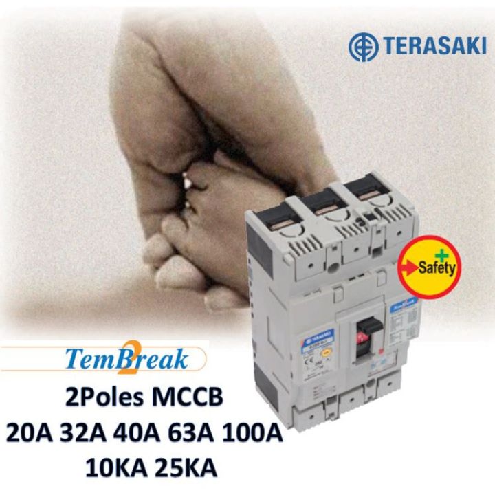 TERASAKI 2Poles MCCB 15-100A 15A 20A 30A 40A 50A 60A 75A 100A 10KA 25KA TEMBREAK 2 | Lazada