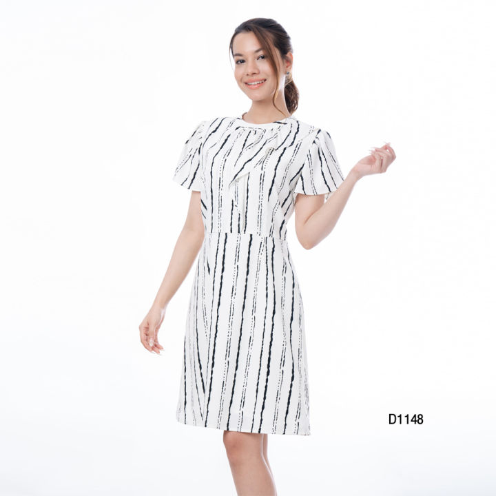 VERONIQA Dress AM-D1148 by AMILA พีชสกิน แขนสั้น IGPU23-8 | Lazada.co.th