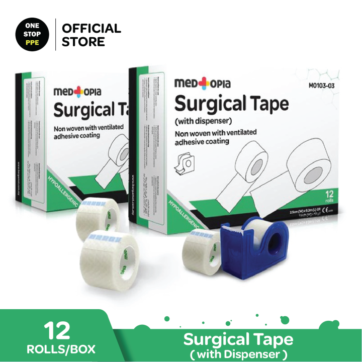 [OneStopPPE] M0103-03 Medtopia 1 inch x 10 Yard Surgical Tape (with ...