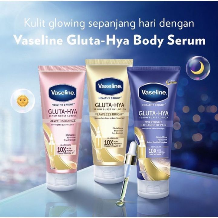 VASELINE Healthy Bright Gluta-Hya Serum Burst UV Lotion 200ML & 330ML Dewy Radiance Flawless ...