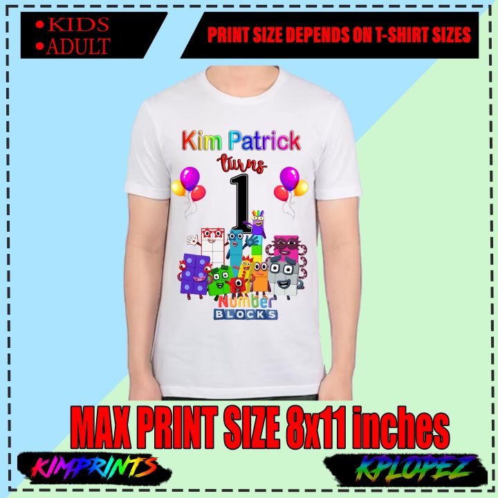 Personalized Number Blocks graphic design t-shirt editable name and age ...