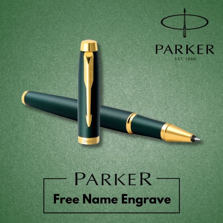 Original Parker IM Vintage Green with Gold Trim Rollerball Pen 0.7mm with Name Engraving | Lazada