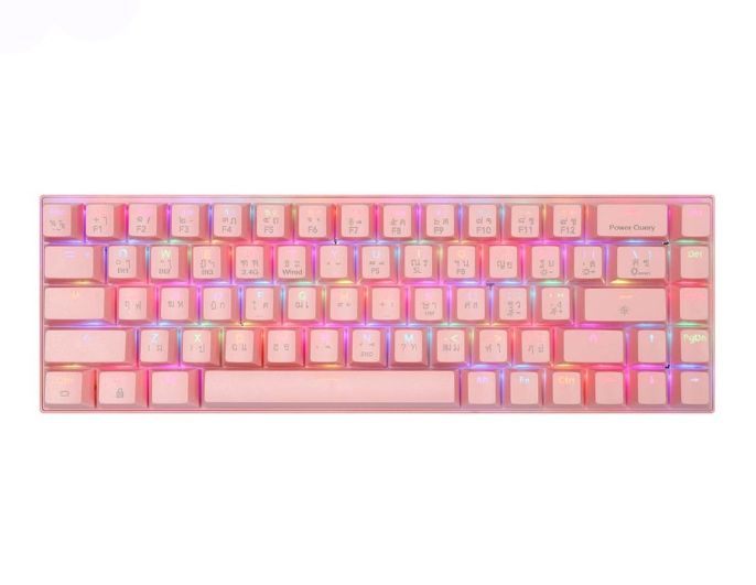 คีย์บอร์ดเกมมิ่ง Tsunami Gaming Keyboard MK-68 Pro Sakura Pink Blue ...