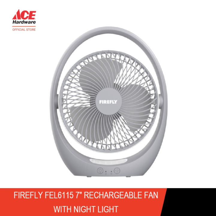 Firefly Fel6115 7" Rechargeable Fan with Night Light | Lazada PH