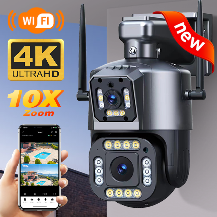 8MP 4K PTZ WiFi Camera with Dual Screen Auto Tracking Color Night ...