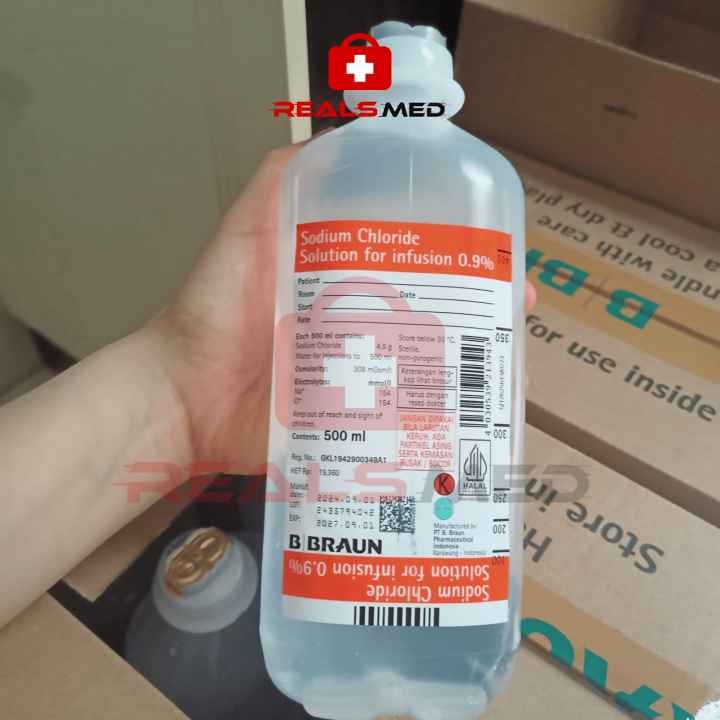 Air Infus B Braun Original Ukuran 500 (per pcs) Infus Water Sodium Chloride (NaCl) | Lazada ...