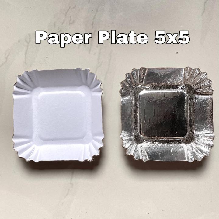 40 pcs Disposable Square Paper Plate for Dessert Kikiam, FIshball ...
