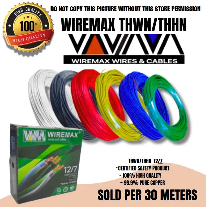 WIREMAX THHN/THWNSIZE #12/7 (3.5mm²) stranded wire Affordable Per 30 Meters WIREMAX | Lazada PH
