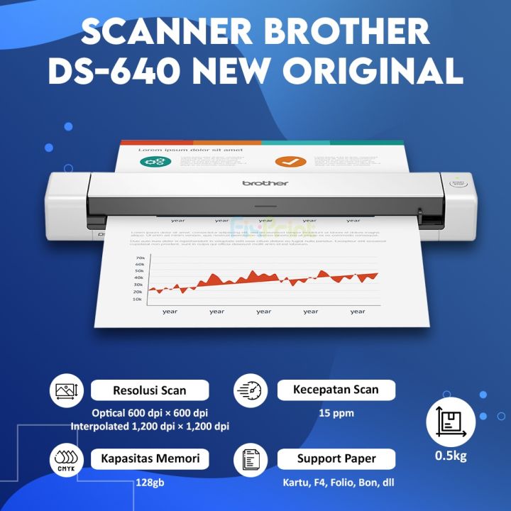 Scanner Brother DS-640 New Original, Compact Mobile Document Scanner ...