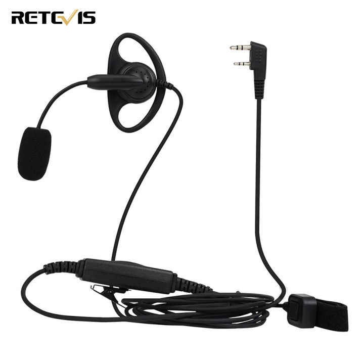 Retevis Walkie talkie Headset dengan Mic, D jenis Earpiece dengan jari PTT RT24 RT27 RT22 RT622 ...