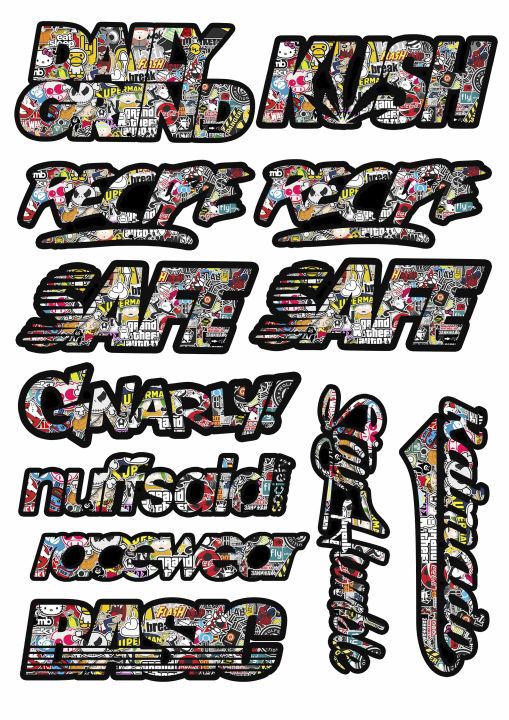 DOODLE SET VINYL LAMINATED WATERPROOF STICKER A4 SIZE DAILY GRIND KUSH ...