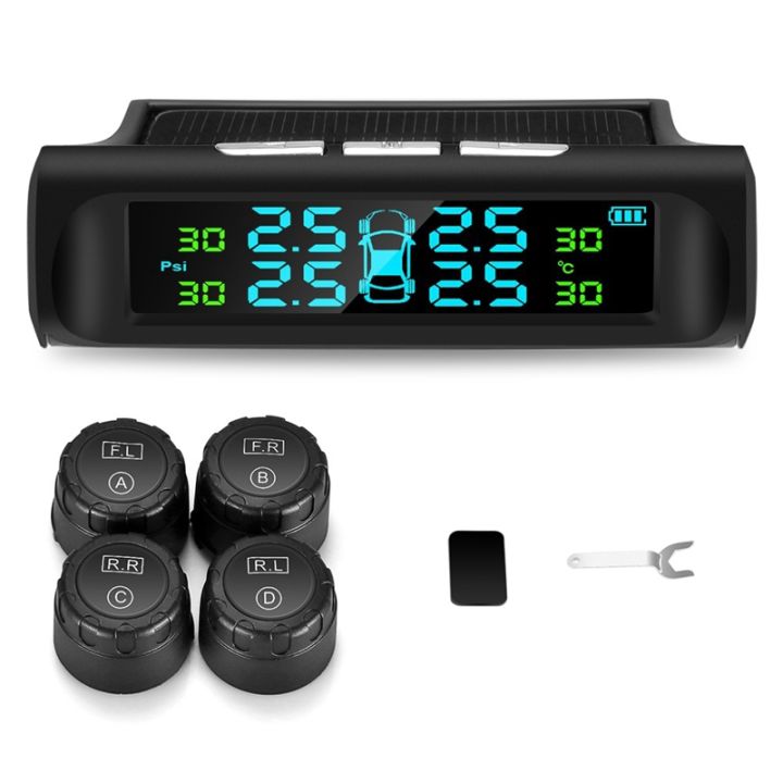 Solar Tpms Car Tire Pressure Alarm Monitoring System Automatic Alarm System Tire Pressure ...