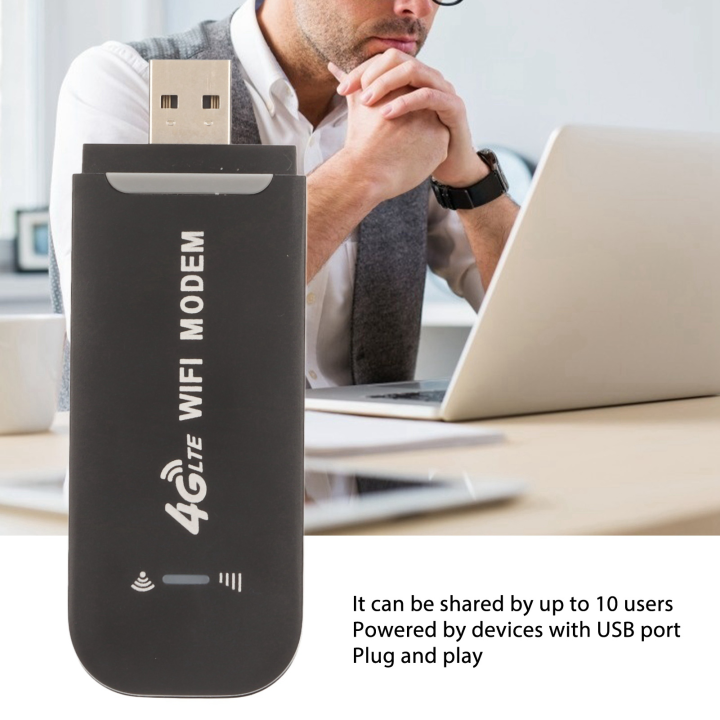 4G WiFi Router Black Up to 10 Users Stable Easy Connection USB Plug and ...