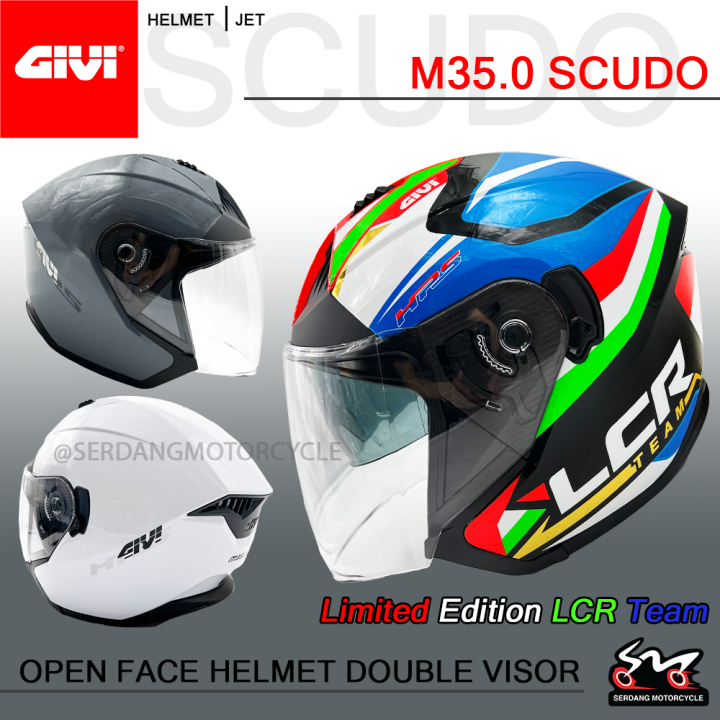 GIVI Helmet SCUDO M35.0 Open Face Helmet Jet Solid White Grey Limited Edition LCR Team | Lazada