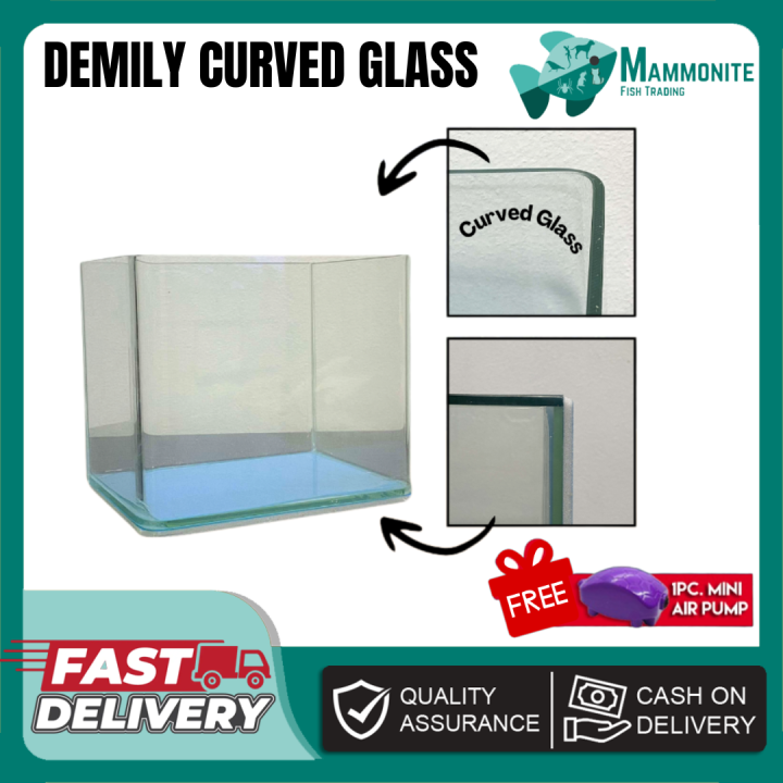 Demily Curved Glass Aquarium 18L to 40L Clear Glass Aquarium Tank R ...
