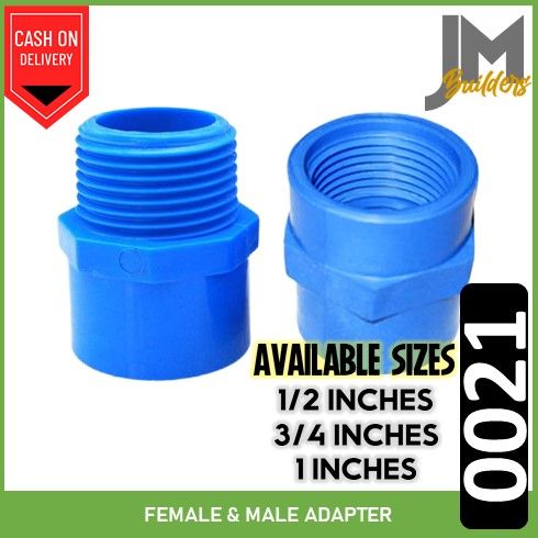 JM H-0021 Blue PVC Fittings 1/2" 3/4" 1" PVC FEMALE ADAPTER & PVC MALE ...