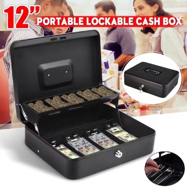 Bloom Cash Box with Money Tray, Small Safe Lock Box with Key, Cash ...