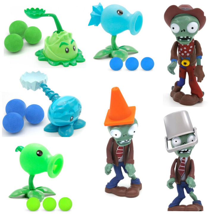 1pcs Plants vs Zombies Peashooter Gatling Pea shooter PVC Zombie Action ...
