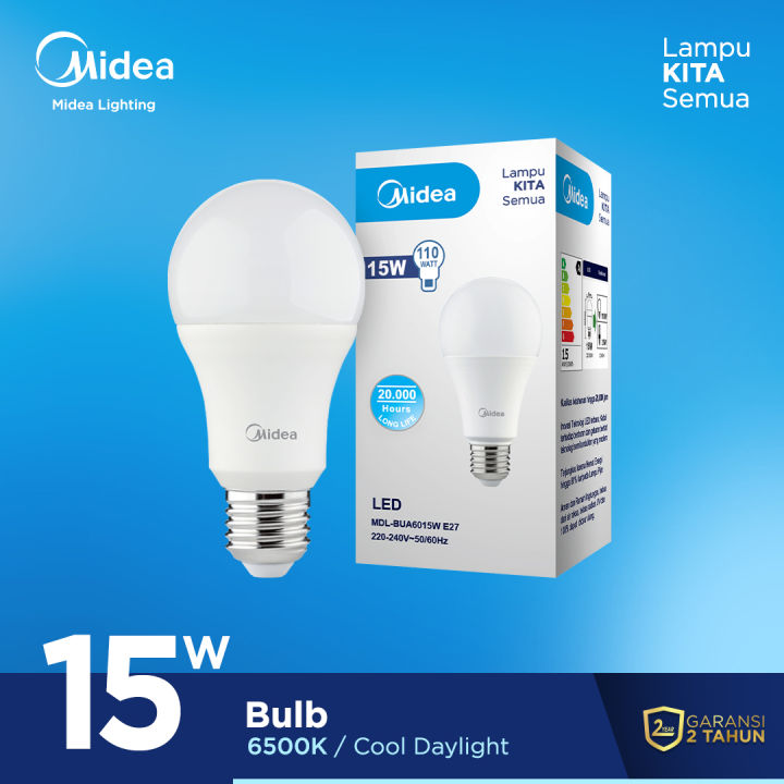 Midea Lighting - Lampu LED Bulb 15 Watt 6500K - White - Coolday Light ...