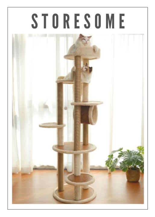 New Rattan Series Cat Climbing Post Warm Beige Colour Tall Height 161cm ...