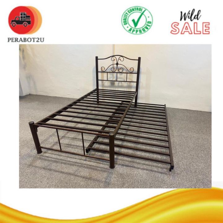 BCS KATIL SINGLE BUJANG COOPER /Single Metal Bed with Pull Out Bed ...
