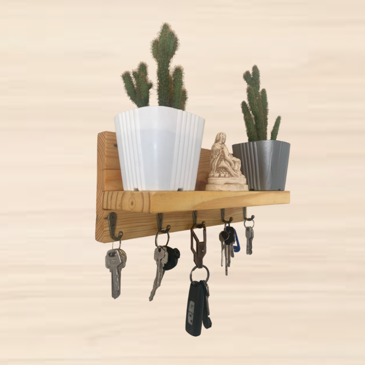 Wooden Key Organizer 5 Hooks Rack Hanging Aesthetic Design | Lazada PH