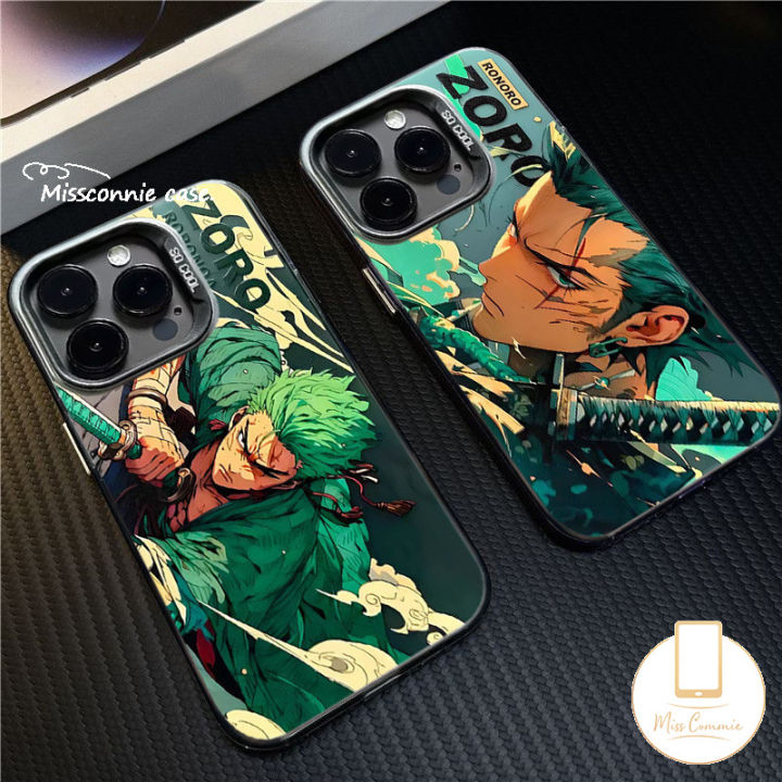 เคสเลนส์โลหะเคลือบหรูหรารูปการ์ตูนสุดเจ๋ง Zoro ใช้ได้กับ IPhone 15 11 ...