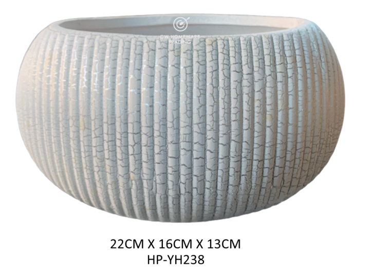 Ceramic Oval (Mattle&Silver Crack) Pot Ceramic Vase Craft Vase Pasu Seramik -YH238 | Lazada