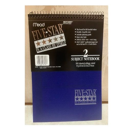 MEAD Five Star 2 Subject Notebook [100 sheets, 8 1/2 x 11 inches ...