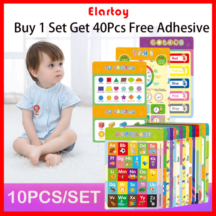 10 Pcs Chart For Kid Educational Wall English Alphabet Numbers Chart Early Learning Chart For ...