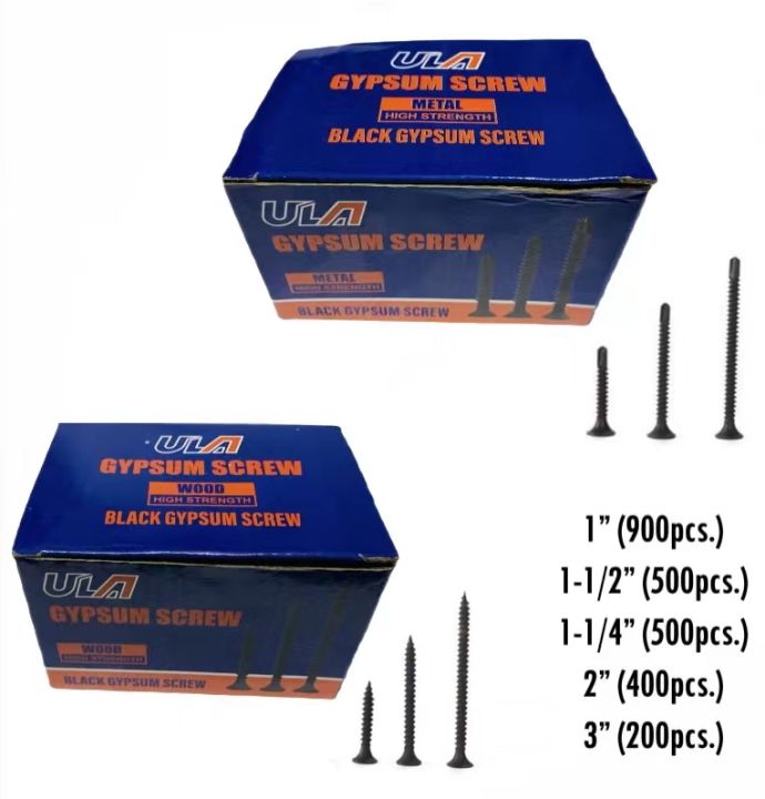 ULA GYPSUM BLACK SCREW for METAL / WOOD 1" 1-1/2" 1-1/4" 2" 3" Inches ...