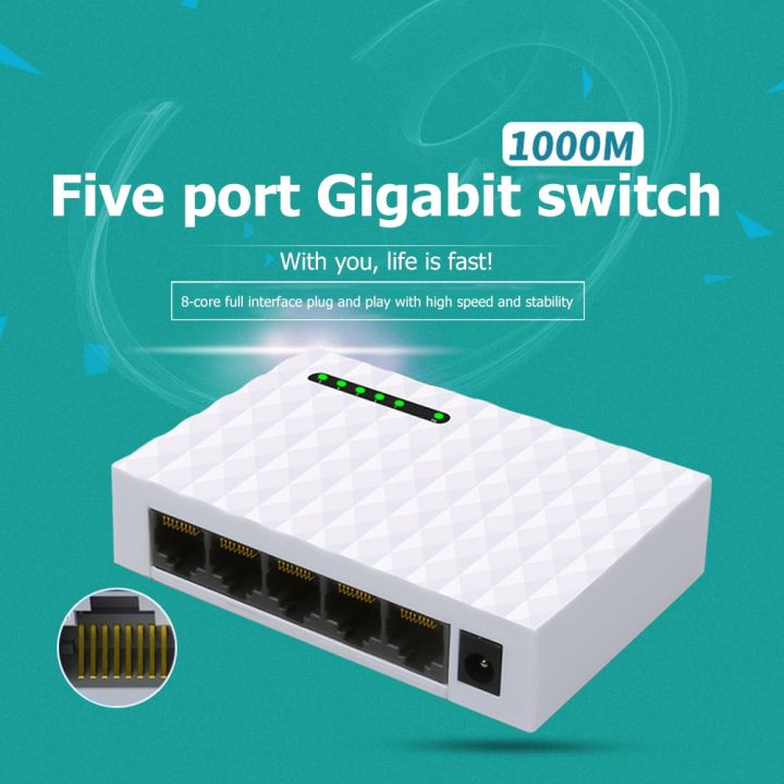 5 Port Desktop Gigabit Network Switch 10/100 / 1000Mbps Ethernet Switch ...